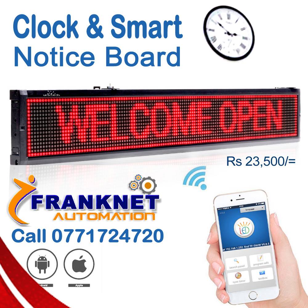 Large Digital LED Clock - Led Scrolling Notice Board